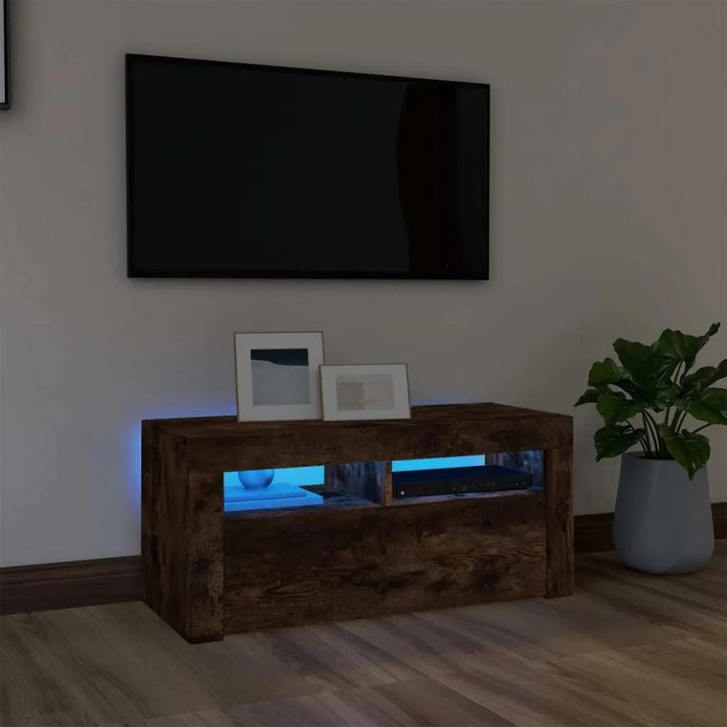 vidaXL TV skříňka s LED osvětlením 90 x 35 x 40 cm [804320] Barva: hnědý dub