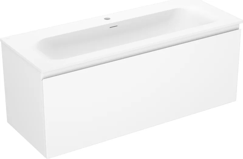 Mexen Orio, koupelnová skříňka 120 cm s umyvadlem Vela, 1 zásuvka, bílá matná, 91A10-12047-1-BF01-W23M01