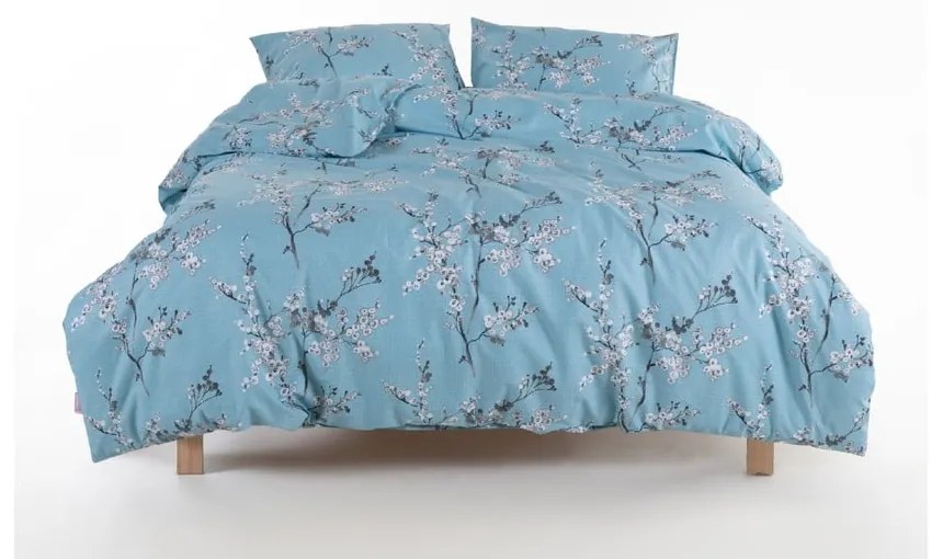Modré povlečení na dvoulůžko/prodloužené z bavlny Renforcé 240x220 cm Blue Floral – Mila Home Luxury