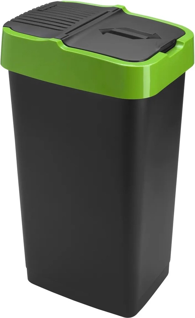 Heidrun Odpadkový koš 60 l, černý se zeleným pruhem