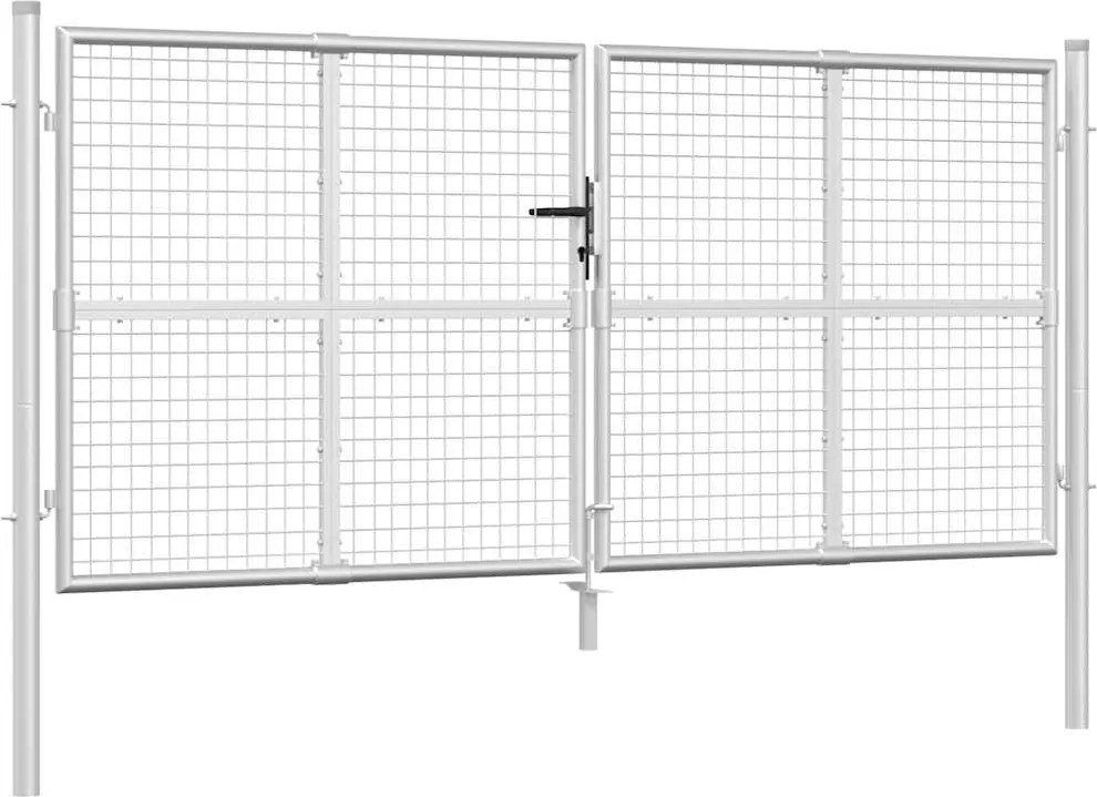 Pletivá zahradní branka stříbrná 300 x 125 cm pozinkovaná ocel 154531