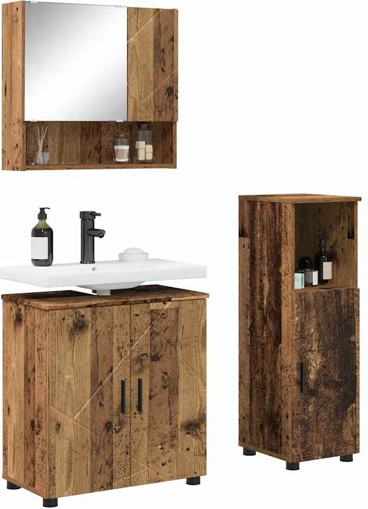 Sada koupelnového nábytku 3 ks Staré dřevo 61 x 35 x 64 cm 3392951