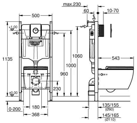 GROHE 103843SH00 - Sada 5 v 1 SOLIDO COMPACT 1,13 m keramika/bílá
