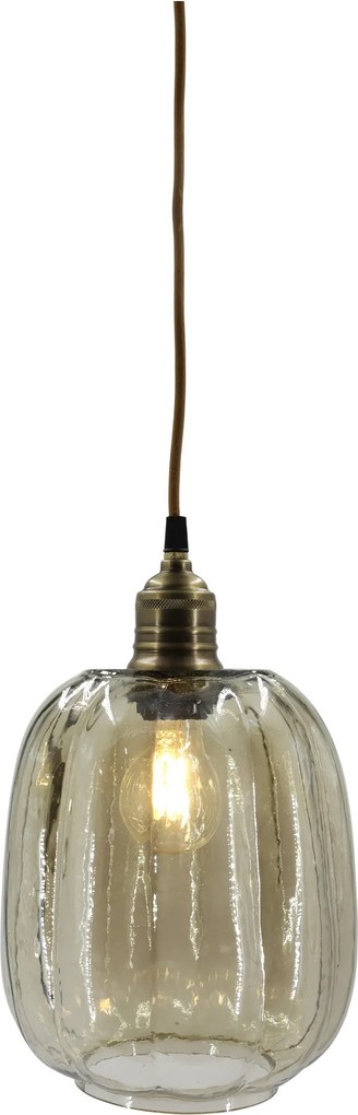 Skleněná lampa s kouřovým sklem a mosazným vrškem – Ø 19*29 cm / 40W/ E27