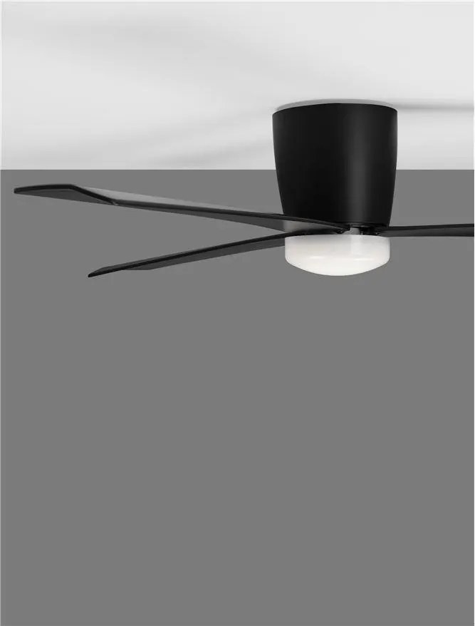 NV 9952330 Stropní ventilátor DELL tělo z hliníku matná černá 3ABS dřevěné listy - NOVA LUCE