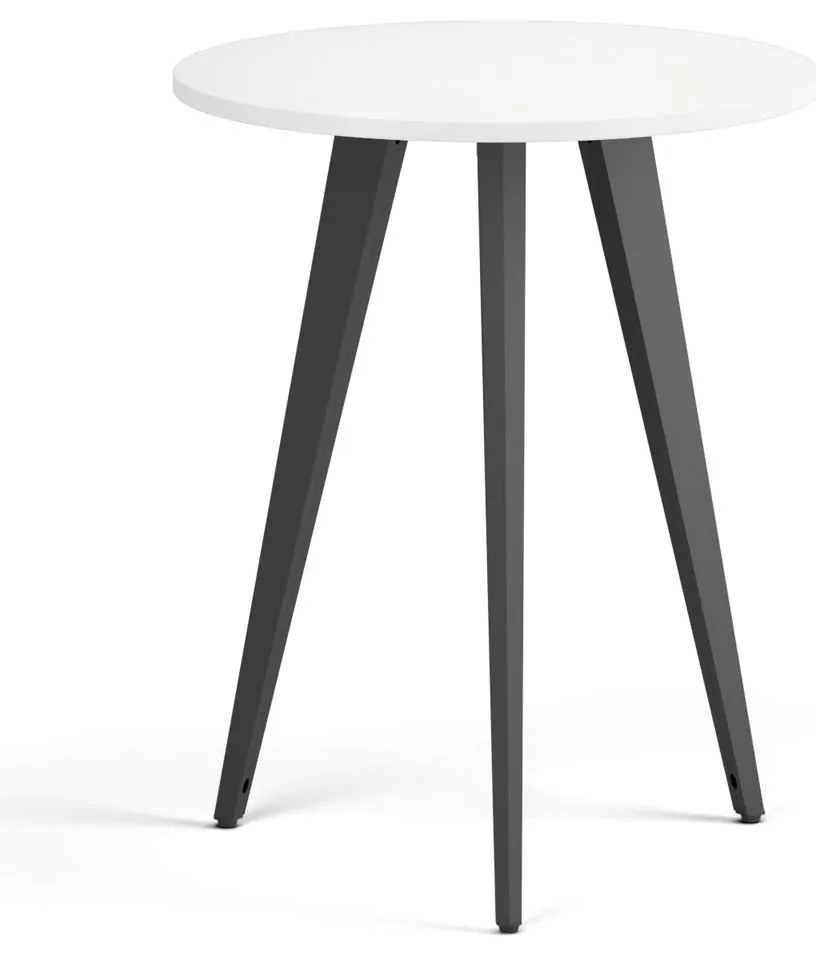 Konferenční stůl PRIMO VIBE, průměr 60 cm, černá podnož, bílá