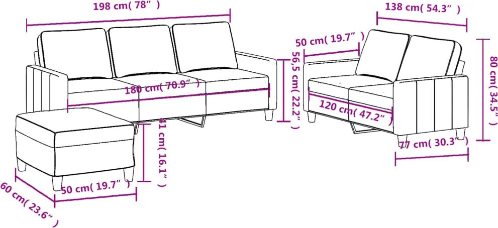 vidaXL 3dílná sedací souprava s poduškami textil [3201474] Barva: Tmavě šedá