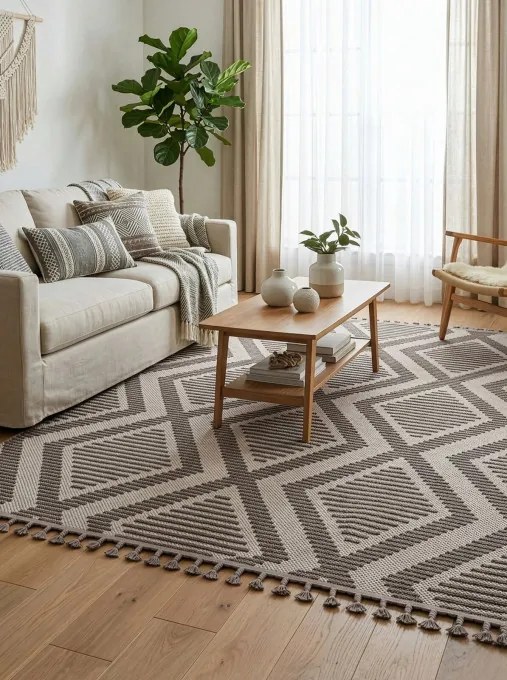 Koberec LINEA 4 BOHO hnědý / světle béžový