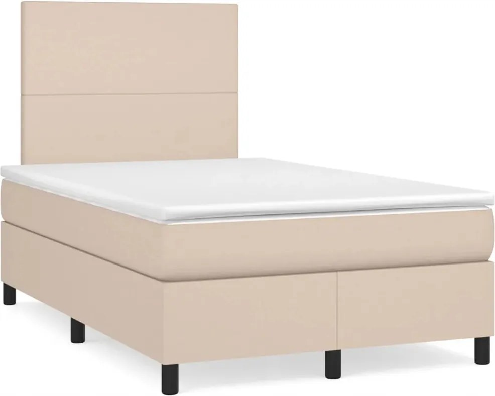 Box Spring Postel S Matrací Umělá Kůže Cappuccino Hladký design 120 x 190