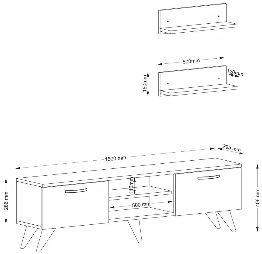 Obývací stěna AYDEN 150 cm bílá/ořech