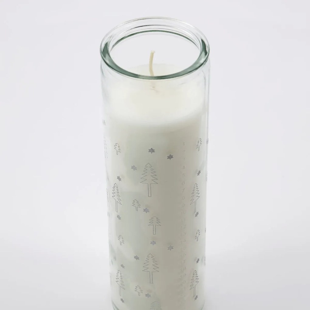 Adventní svíčka s čísly ve skle výška 21 cm House Doctor - bílá