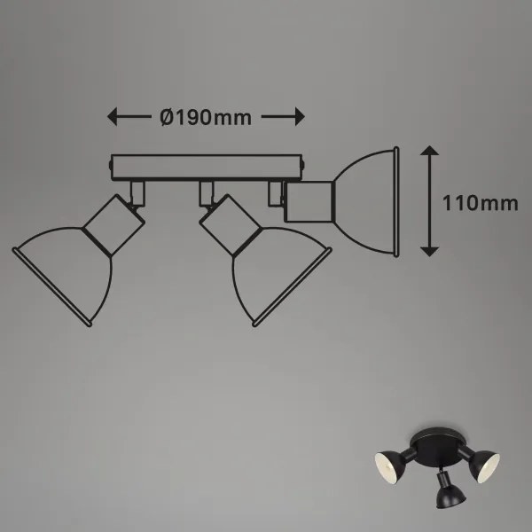 Briloner 2674-035 - Bodové svítidlo RETRO 3xE14/25W/230V černá