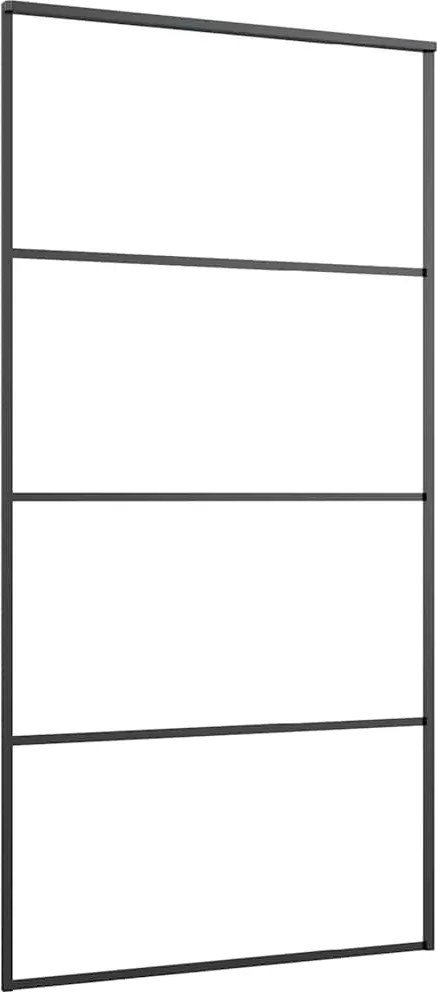 Posuvné dveře mléčné ESG sklo a hliník 102,5 x 205 cm černé 151663