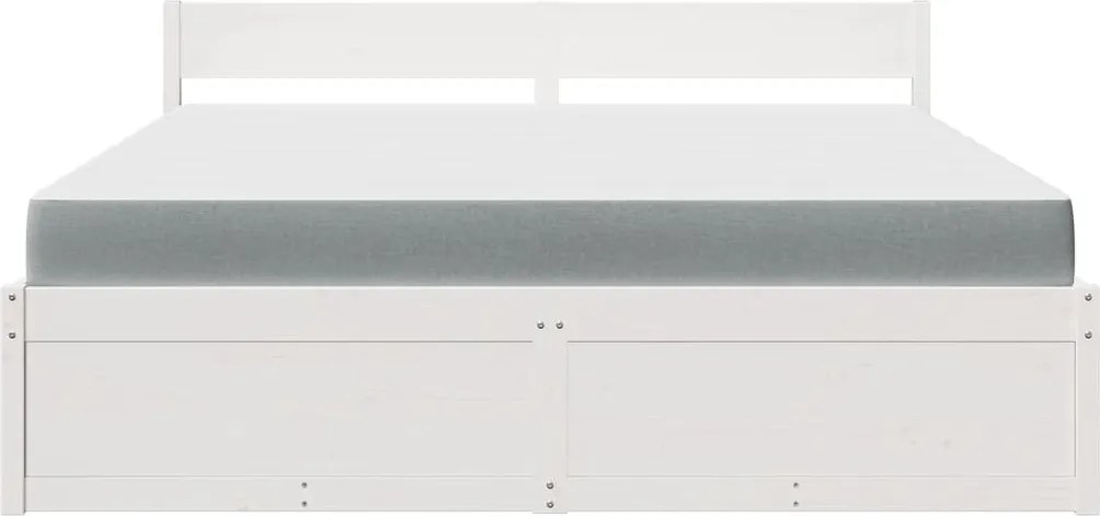 Postel se zásuvkami a matrací bílá 180x200 cm masivní borovice 3281890