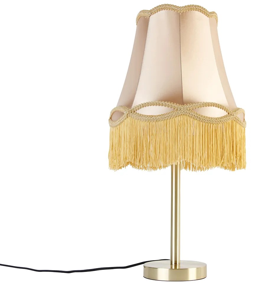 Klasická stolní lampa mosaz s abajurem Granny zlatá 30 cm - Simplo Biano.cz