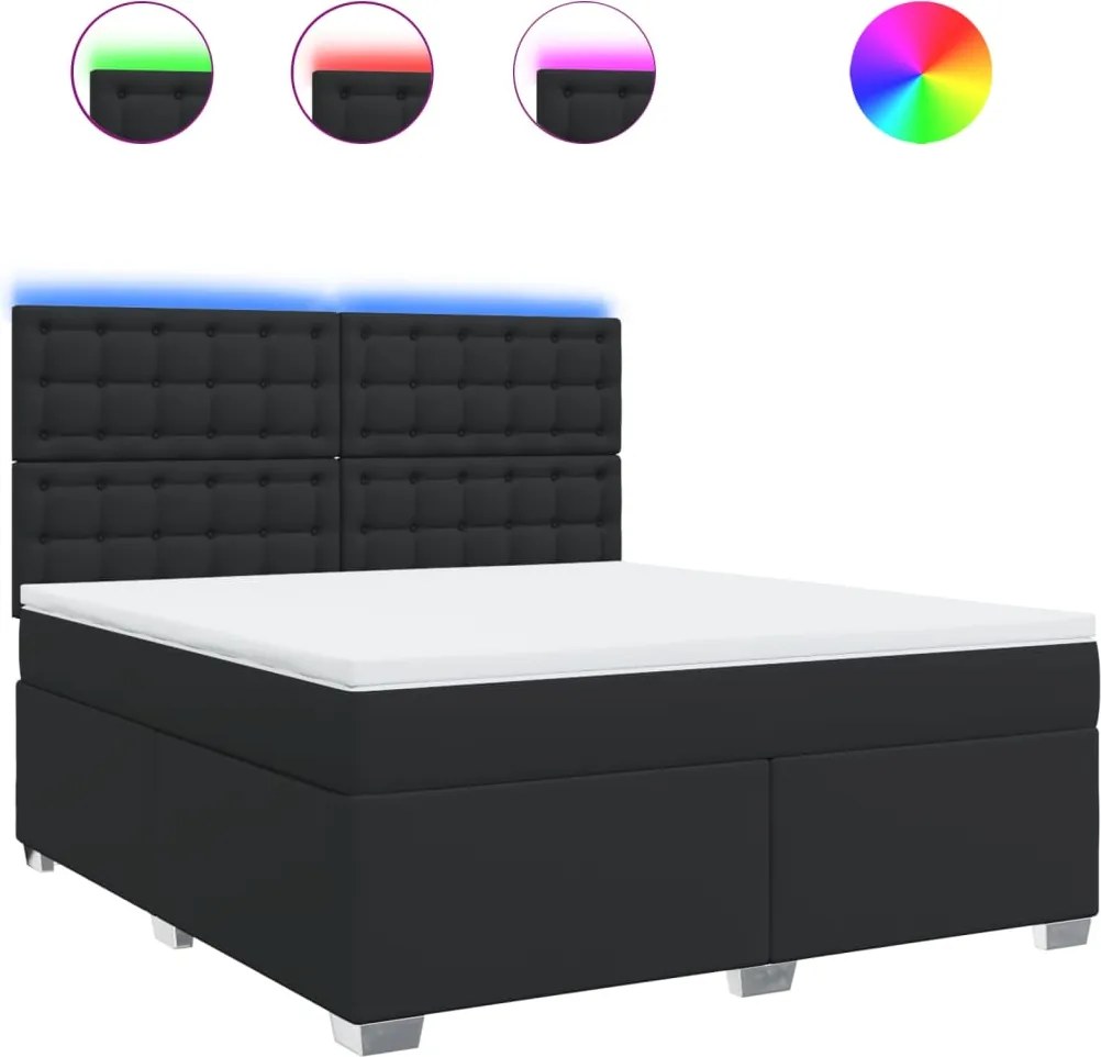 Box spring postel s matrací černá 180x200 cm umělá kůže 3293032