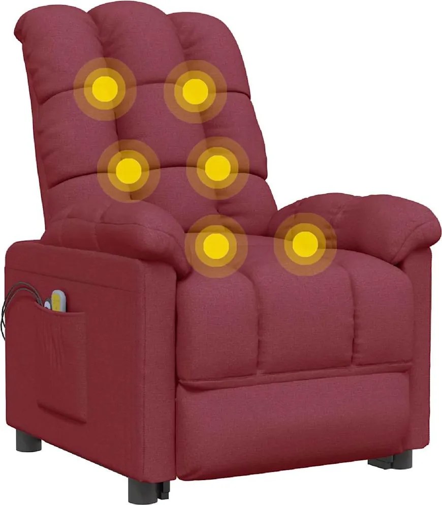 Elektrické masážní křeslo vínové textil 3073761