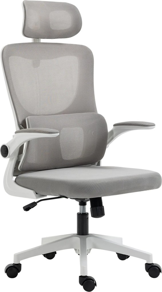 Ergonomická kancelářská židle Vinsetto, pracovní židle s nastavitelnými opěrkami, opěrkou hlavy, naklápěcí funkcí, výškově nastavitelná otáčecí židle,
