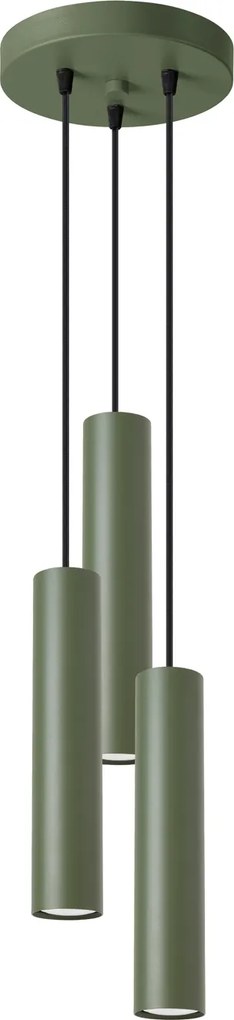 Sollux Lighting Závěsná lampa LAGOS 3P olivově zelená
