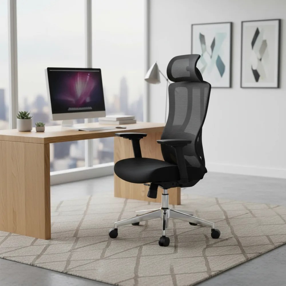Kancelářská ergonomická židle Neoseat DIBERTI — síť / látka, černá, nosnost 150 kg