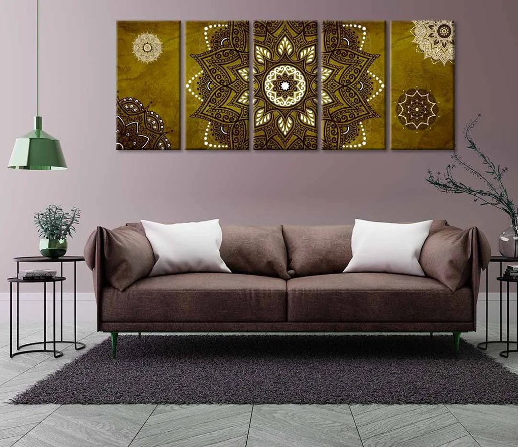 Pětidílný obraz mandala Gold Velikost (šířka x výška): 100x40 cm