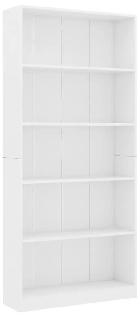 800918 vidaXL Knihovna s 5 policemi bílá 80 x 24 x 175 cm dřevotříska