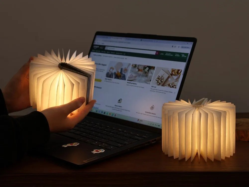 Bílá přenosná světelná dekorace na USB BookLight – Gingko