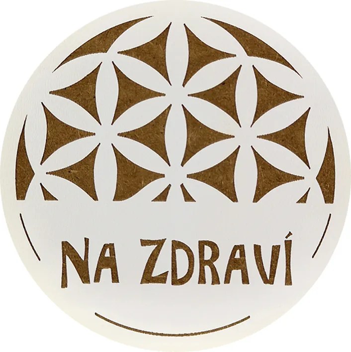 AMADEA Dřevěný podtácek kulatý text "na zdraví", průměr 10,5 cm, český výrobek