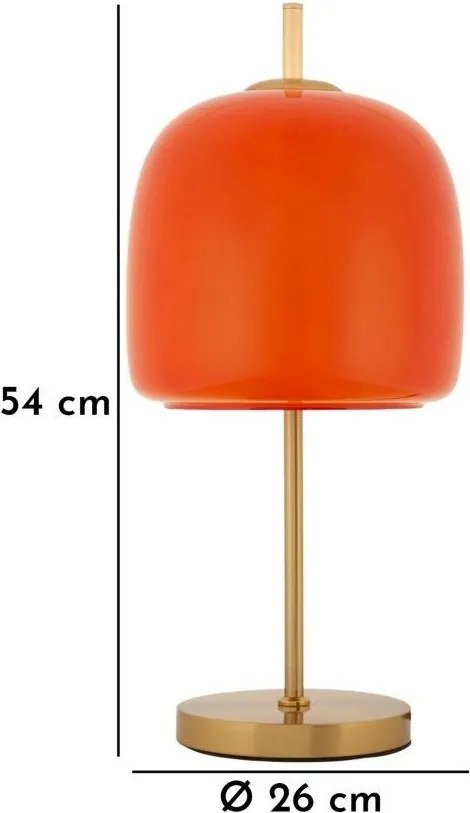 Oranžová/ve zlaté barvě kovová stolní lampa se skleněným stínidlem (výška 53 cm) Oldy – Mauro Ferretti