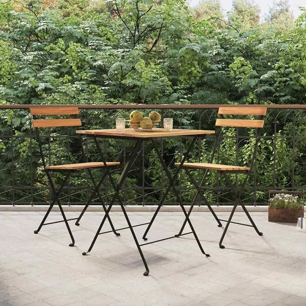 3dílný skládací bistro set masivní teakové dřevo a ocel 319977