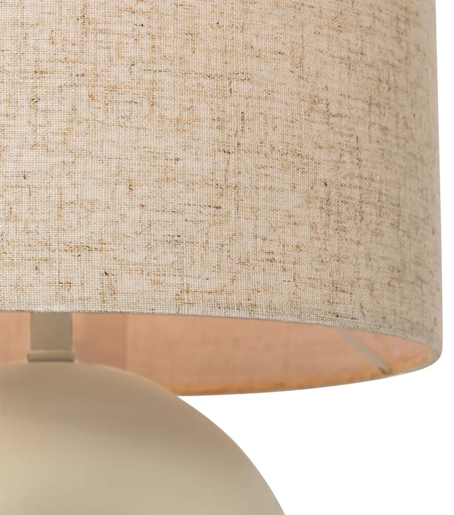 Designová stolní lampa béžová s béžovým plátěným stínidlem - Lotti