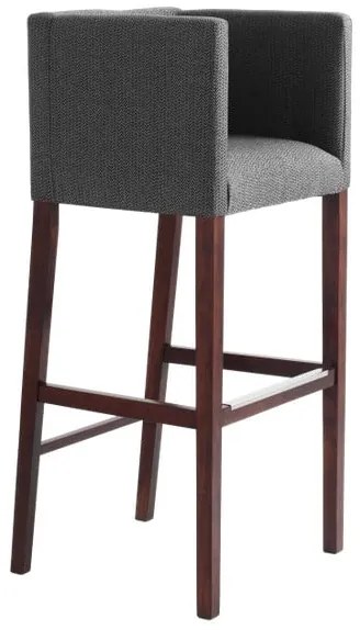 Šedá barová židle s područkami a tmavě hnědými nohami Custom Form Wilton