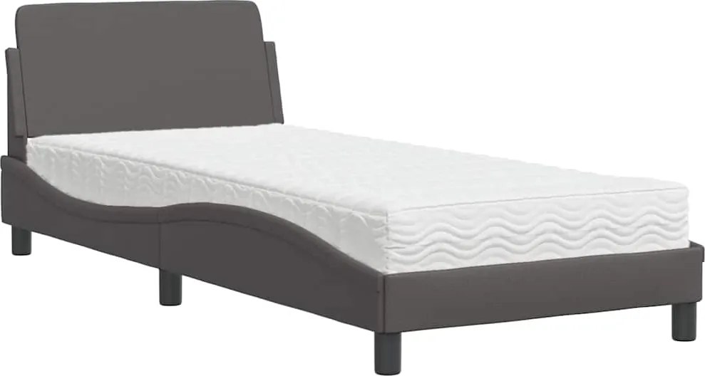 Postel s matrací Dover šedá 80 x 200 cm umělá kůže 3208300