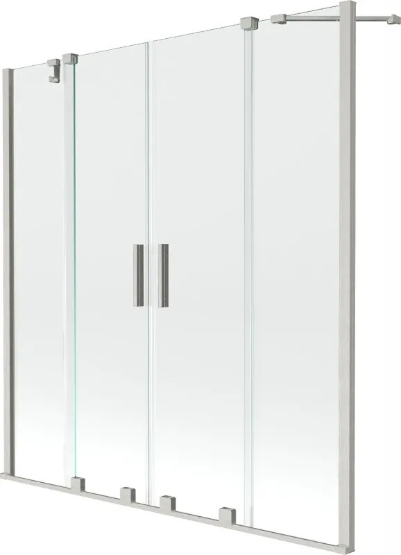 Mexen Velar Duo, 2-křídlová posuvná vanová zástěna 150 x 150 cm, 8mm čiré sklo, broušená ocel, 896-150-000-02-97