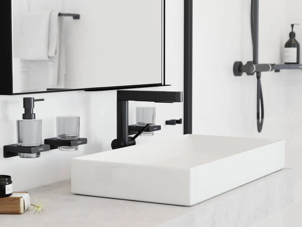 Hansgrohe Finoris - Umyvadlová baterie 230 s vytahovatelnou sprškou a Push-Open odt. soupravou, bílá matná 76063700