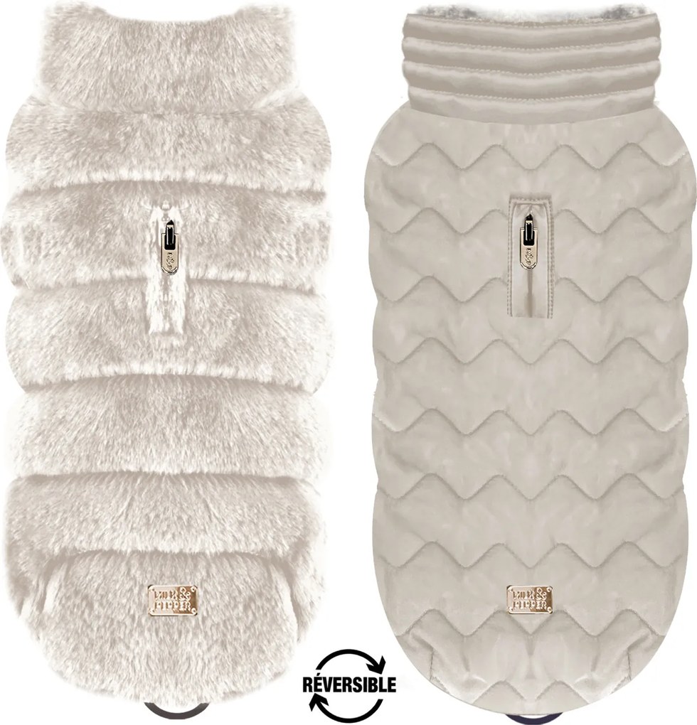 MILK&PEPPER Oboustranný kabát pro psy Daria Beige Velikost: 26