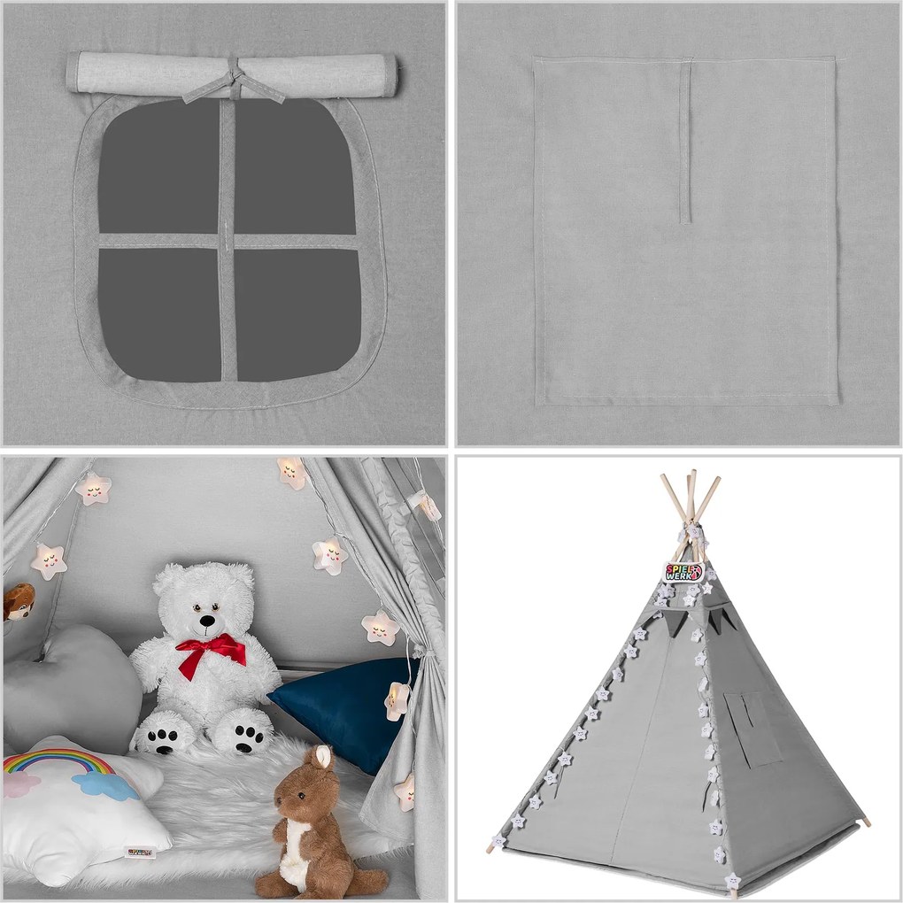 Tipi Dětský stan šedý 160x130x130cm