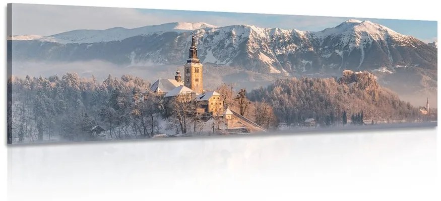 Obraz kostel u jezera Bled ve Slovinsku