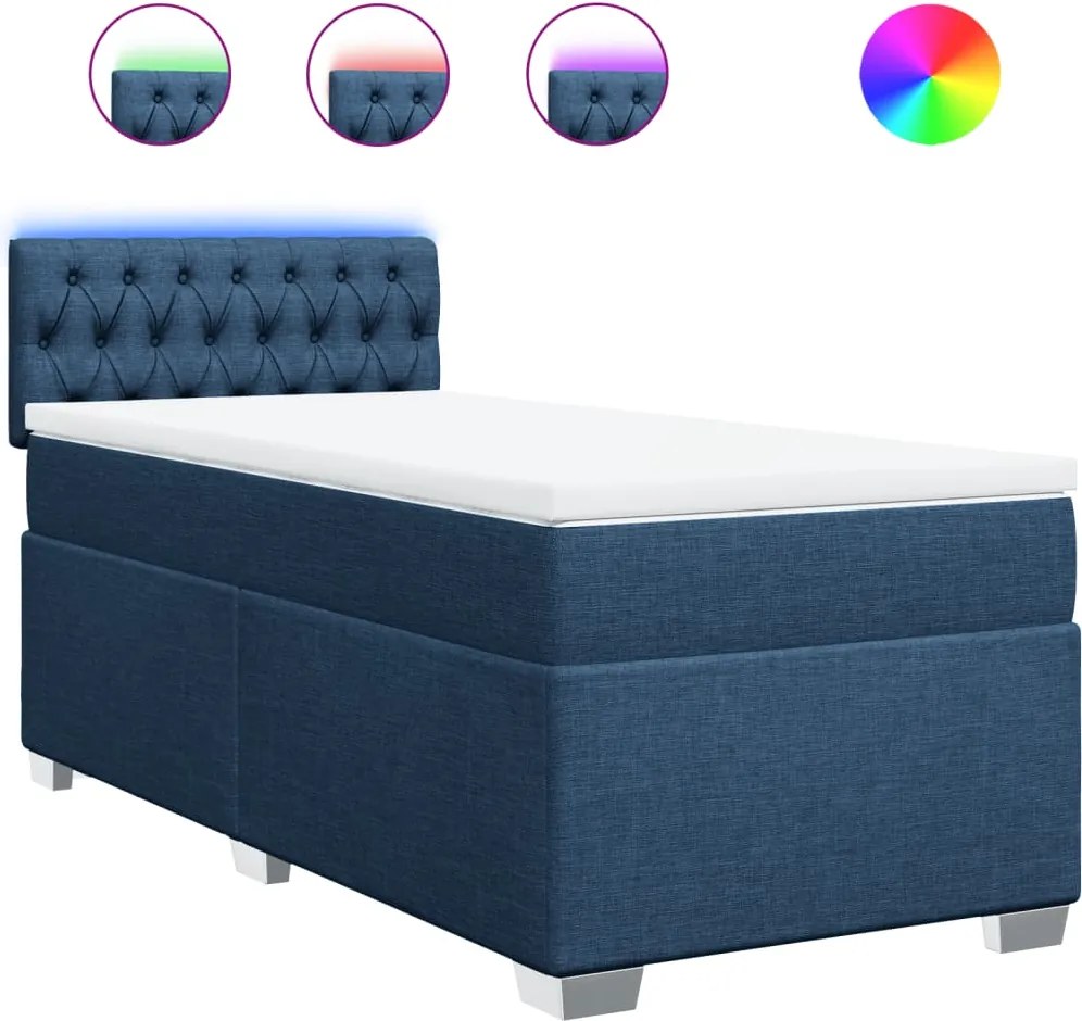 Box spring postel s matrací modrá 90x190 cm textil 3288056