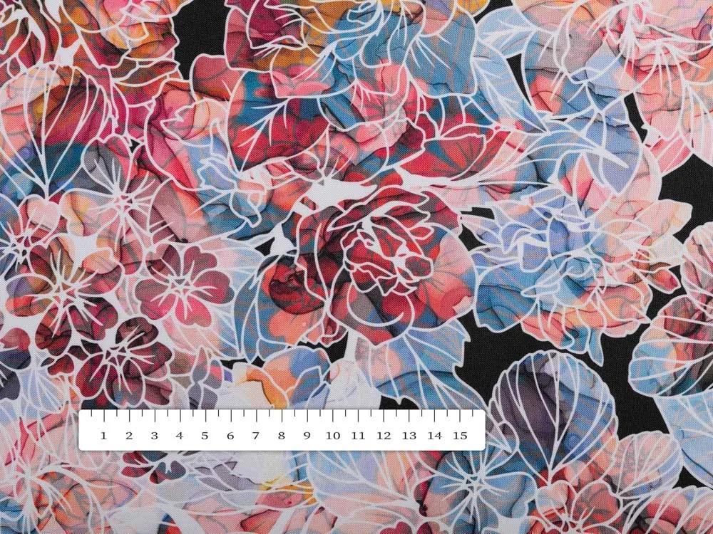Biante Dekorační běhoun na stůl Rongo RGP-503 Červeno-modré květy 20x140 cm