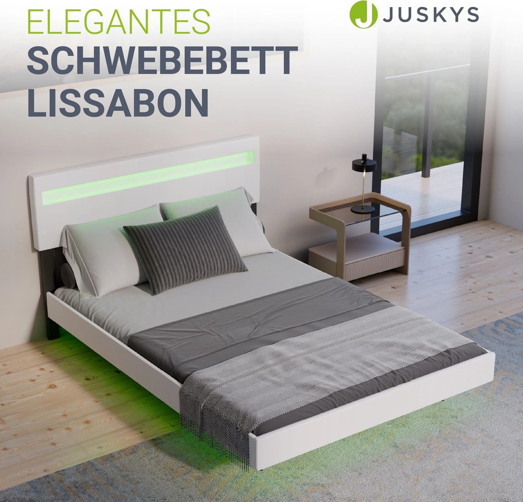 Juskys Čalouněná postel Lissabon s LED osvětlením Barva: béžová