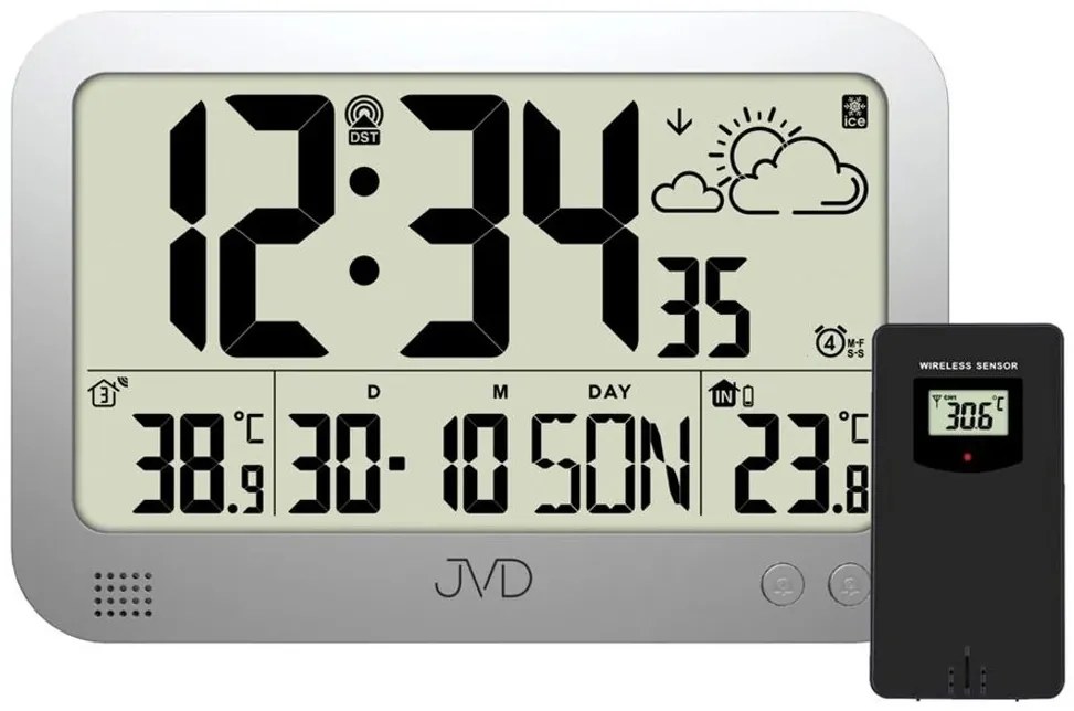 JVD RB3565.2 - Rádiem řízené hodiny s mnoha užitečnými funkcemi