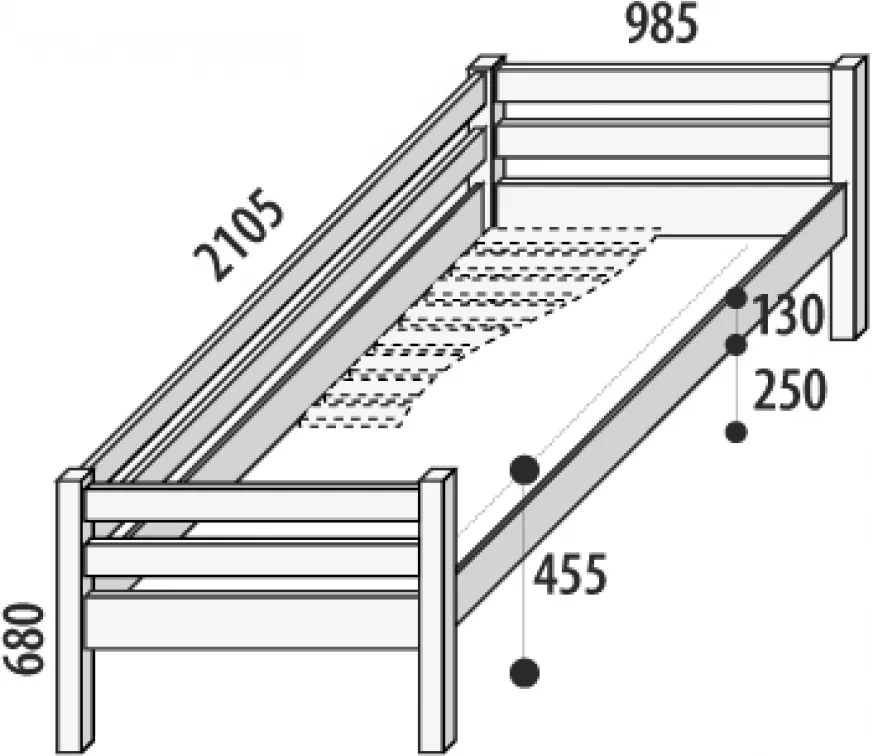 Domestav DOMINO jednolůžko 90 - se zábranou, smrk