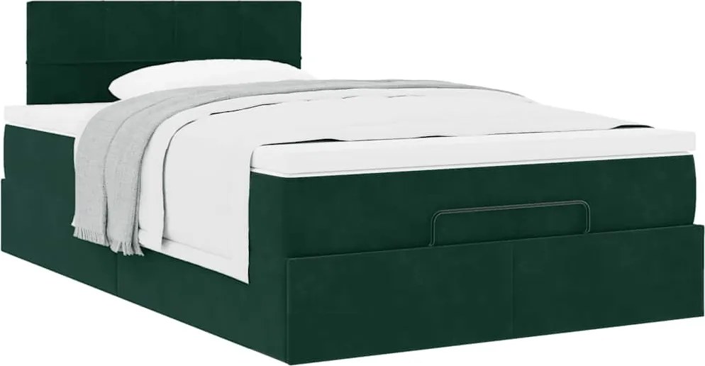 Osmanský rám postele s matrací tmavě zelená 120x200cm samet 3311768