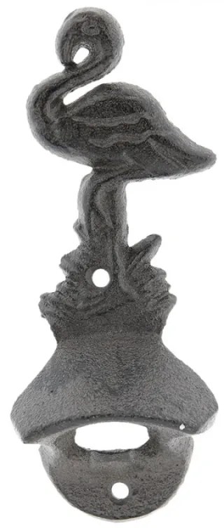 Nástěnný litinový otvírák na láhve Plameňák – 7x4x16 cm