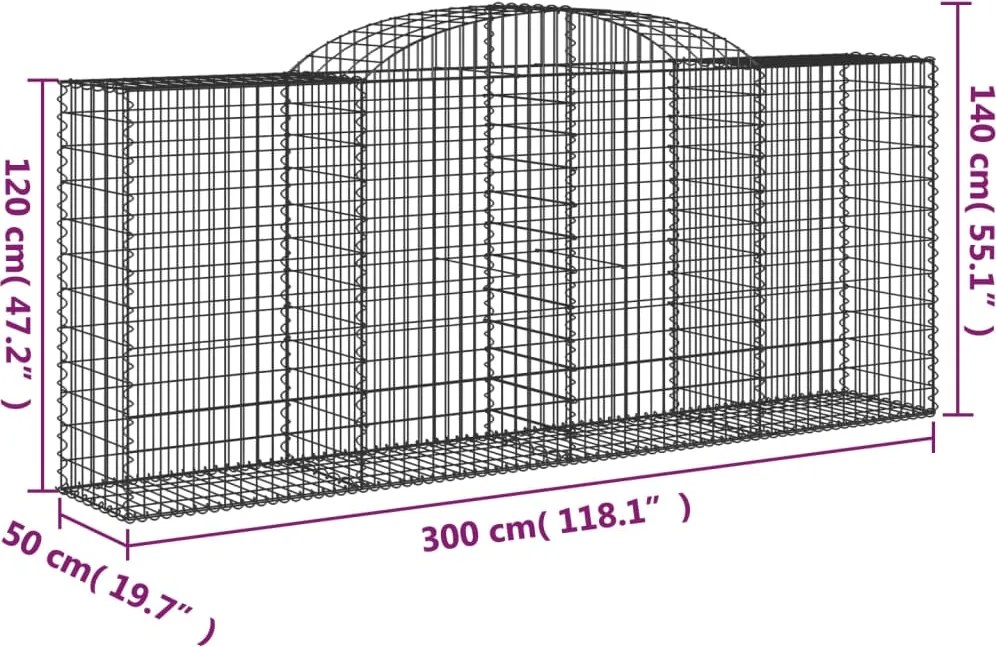Klenutý gabionový koš 300 x 50 x 120/140 cm pozinkované železo 153516