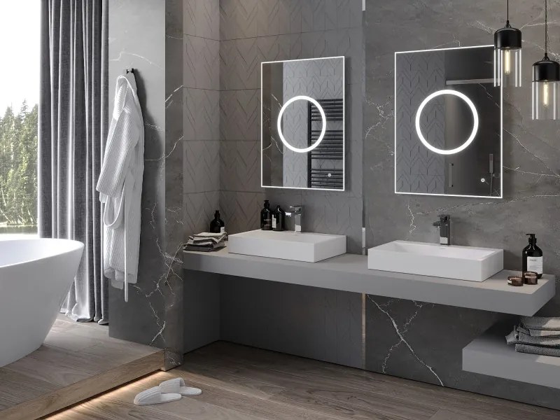 Mexen Koga, LED koupelnové zrcadlo s podsvícením 60 x 80 cm, 6000K, ochrana proti zamlžování, 9821-060-080-611-00