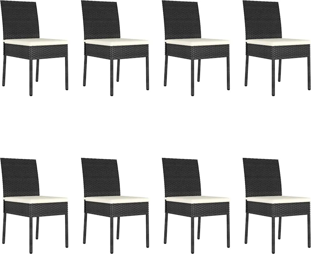 9dílný zahradní jídelní set polyratan černý 3065698