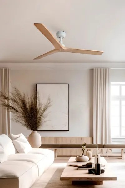FARO 34280 - Stropní ventilátor KLIM M borovice/bílá pr. 125 cm+dálkové ovládání