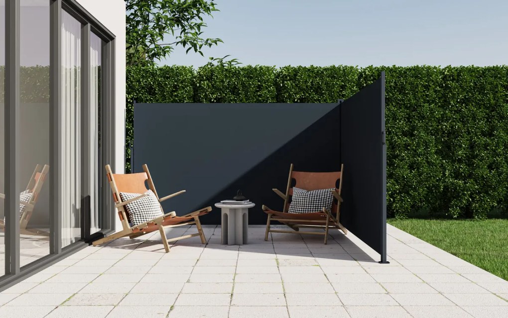 Dvojitá zatahovací markýza/boční zástěna BestBerg BBSU-2S300CG / 180 x 600 cm / šedá